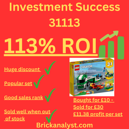 Lego investing success 31113 Race car transporter- a big discount means ...